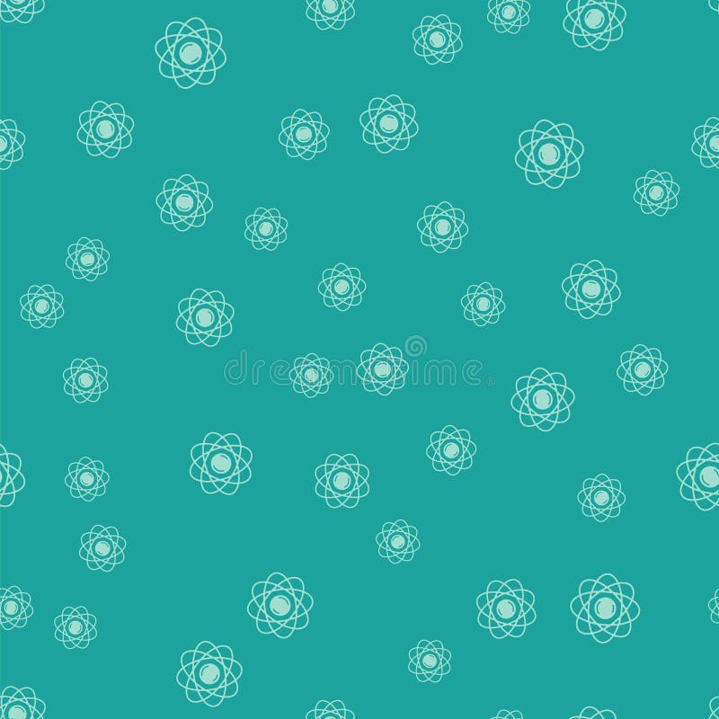 Green Atom Icon Isolated Seamless Pattern on Green Background. Symbol ...