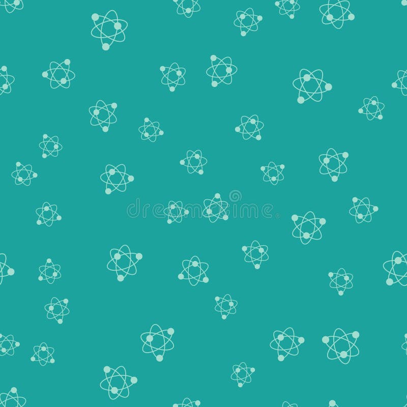 Green Atom Icon Isolated Seamless Pattern on Green Background. Symbol ...