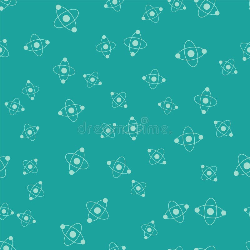 Green Atom Icon Isolated Seamless Pattern on Green Background. Symbol ...