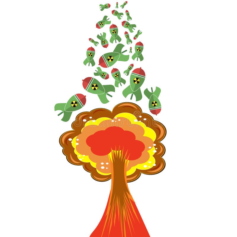 Green Atomic Bomb with Radiation Sign. Nuclear Rocket. Weapon Icon ...