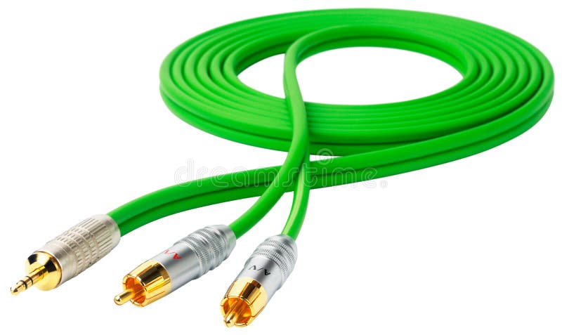 Green audio cable stock image. Image of electrical, white - 9519623