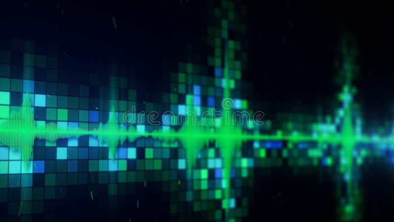 Green Audio Equalizer on Screen with DOF Stock Illustration ...