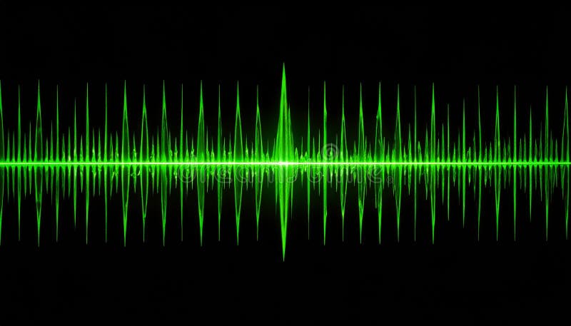 Green Audio Waveform on Black Background Stock Illustration ...