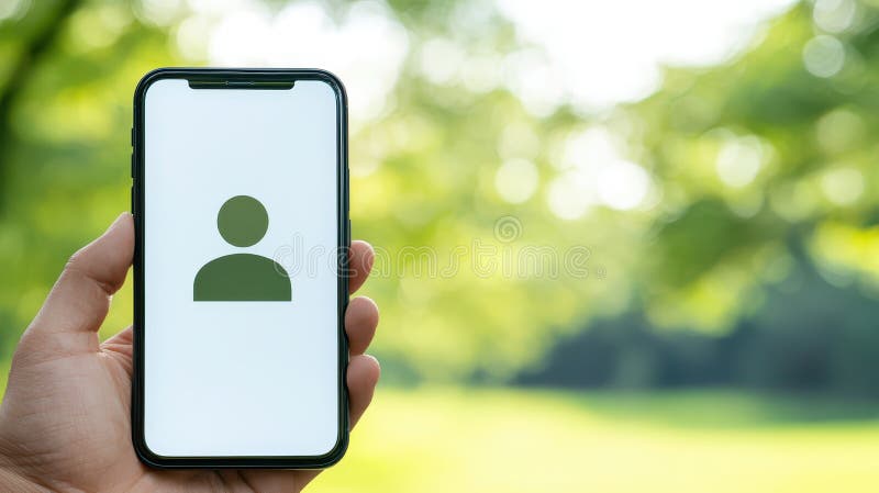 Green Avatar on Smartphone Screen, Mobile Technology and User Interface ...