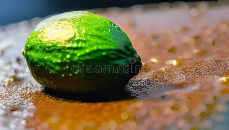 Green Avocado Close-up on a Wet Brown Surface. Still Life with Avocado ...