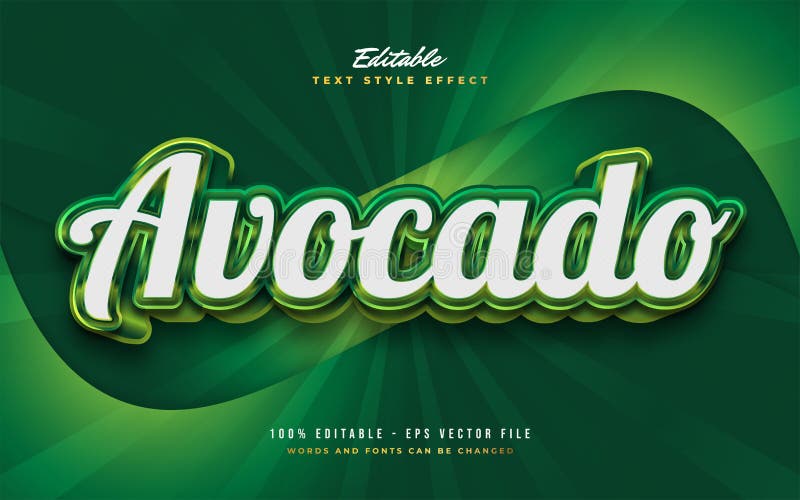 Green Avocado Text Style with 3D and Embossed Effect. Editable Text ...