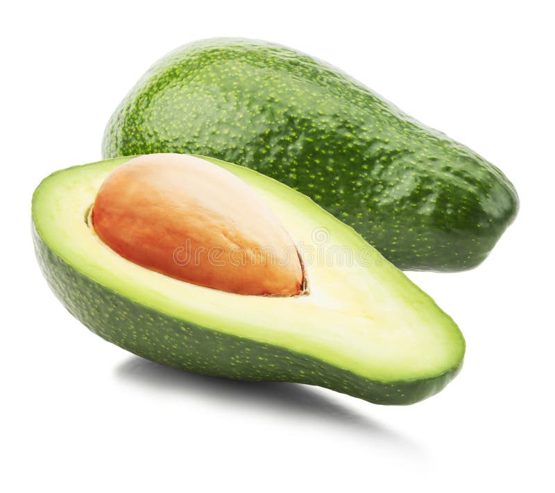 Green Avocados with Leaves Isolated on the White Background Stock Photo ...