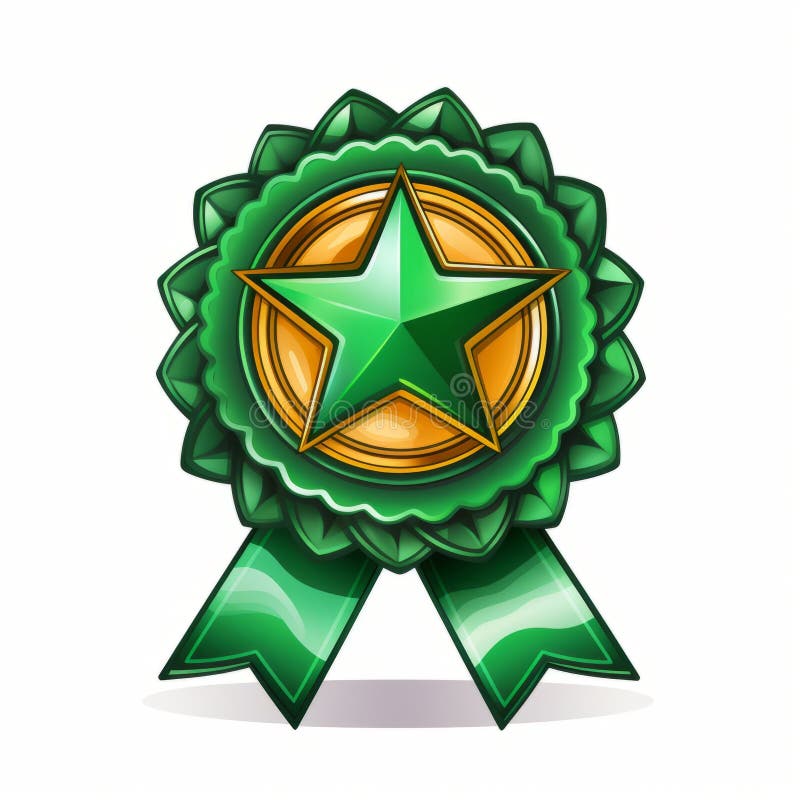 A Green Award Ribbon with a Star on it Stock Illustration ...