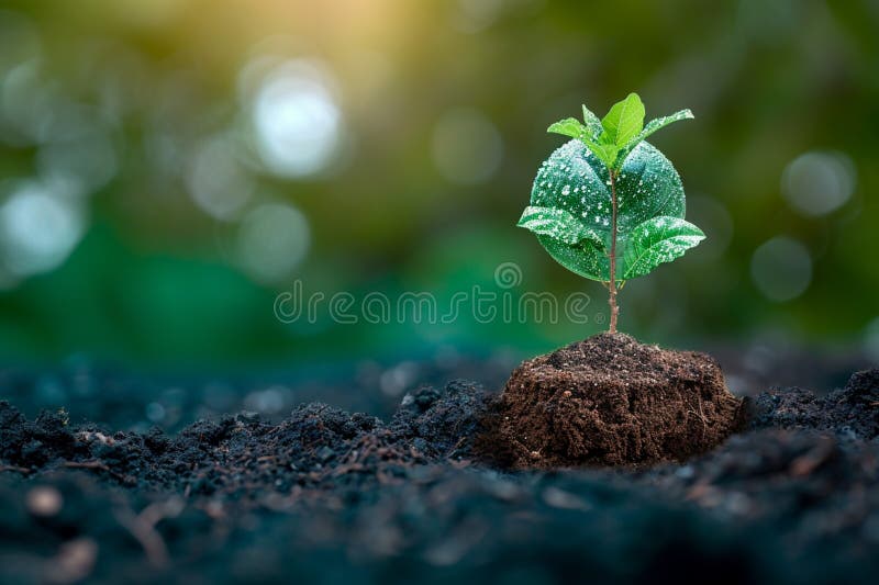 Green Awareness Tree Sprouts on the Ground, Embodying Environmental ...