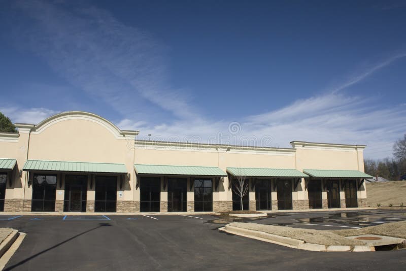 Green Awning Commerical Strip Mall Stock Photo - Image of mall, store ...