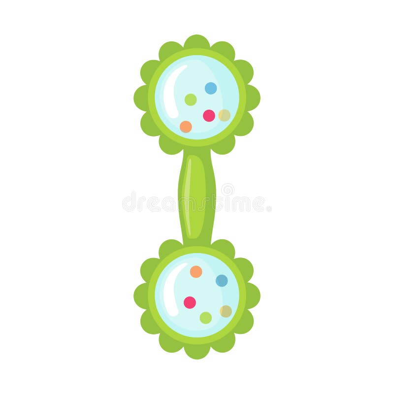 Green Baby Rattle Icon in Flat Style Isolated on White Background Stock ...