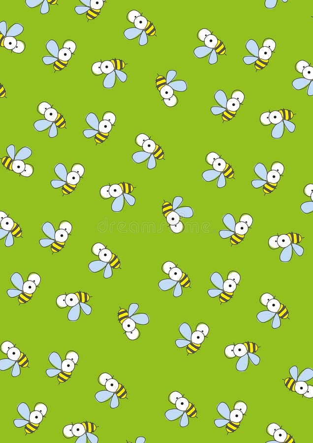 Green Background with Bees. Stock Vector - Illustration of graphic ...