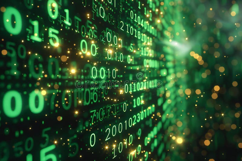 A Green Background with Binary Code of Numbers and Characters. the Binary Number is in the ...