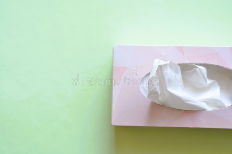 Green Background with Box of Paper Tissues Stock Image - Image of white ...
