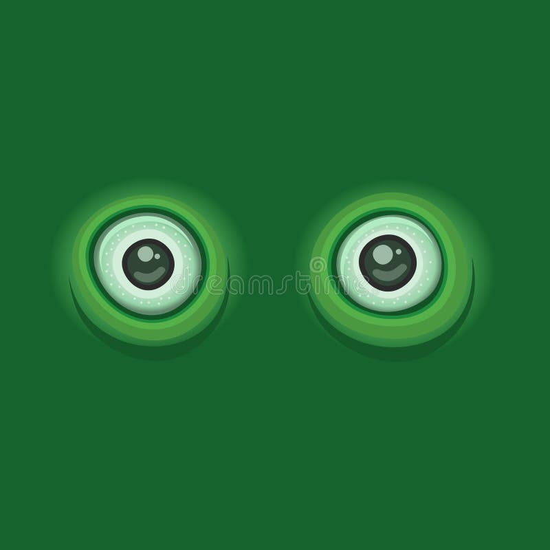 Green Cartoon Eyes on Dark Background. Vector Stock Vector ...