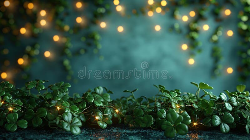 Green Background with Clover and Lights Stock Illustration ...