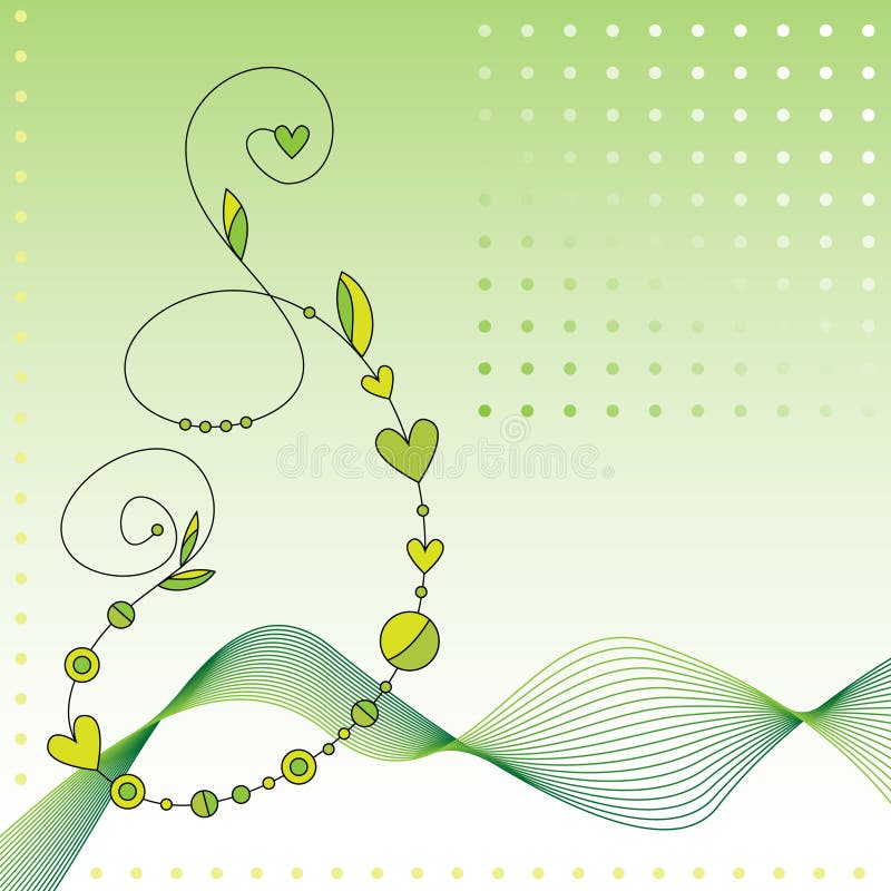 Green Background with Curls and Hearts Stock Illustration ...