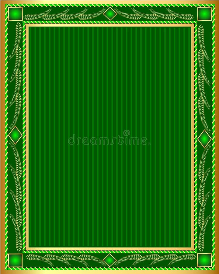 Green Background Frame Gold(en) Pattern Stock Vector - Illustration of ...