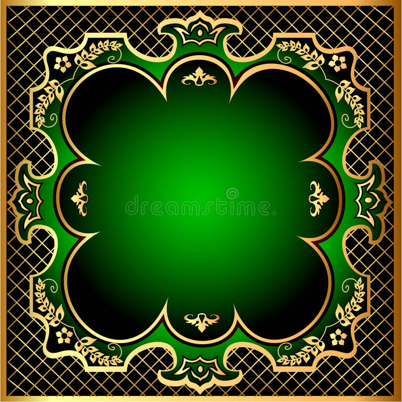 Green Background a Frame with a Gold Ornament Stock Vector ...
