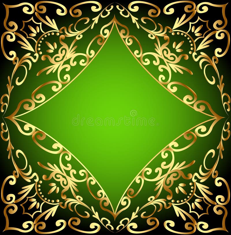 Green Background A Frame With A Gold Ornament Stock Vector ...