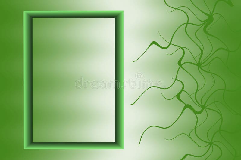 Green Background with Frame with Gradient Edges and Wavy Lines ...