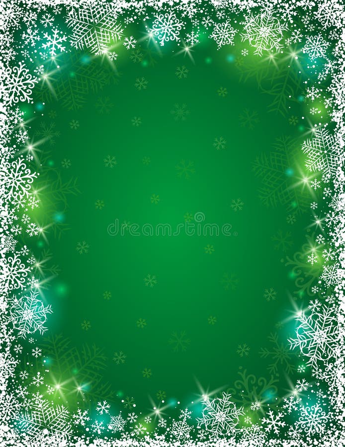 Green Background with Frame of Snowflakes, Vector Stock Vector ...
