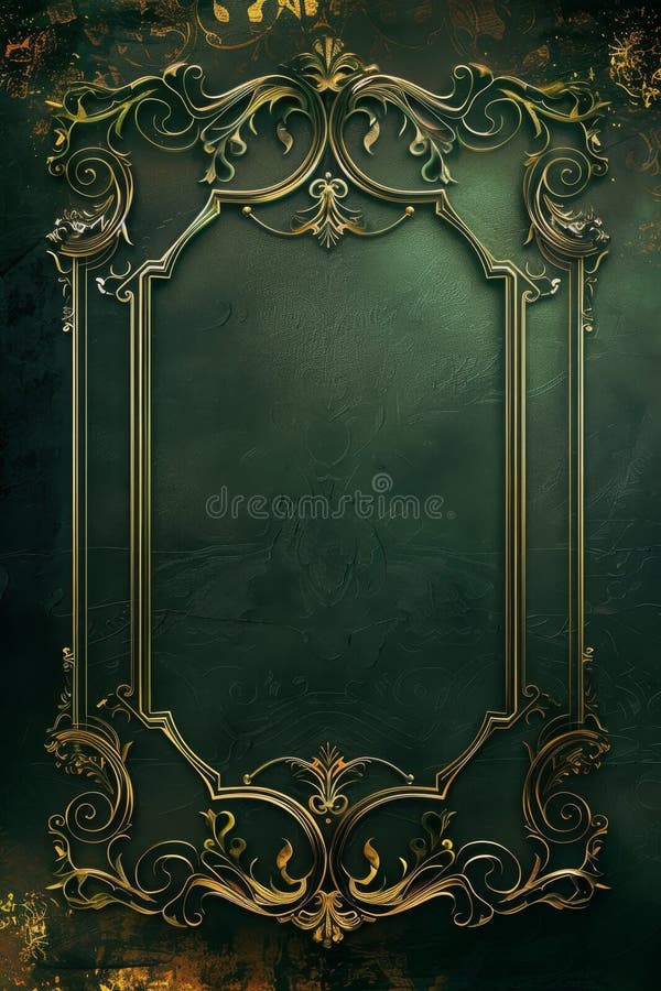 Green Background with Gold Frame Stock Illustration - Illustration of ...