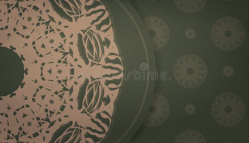 Green Background with Greek Brown Pattern and Logo Space Stock Vector ...