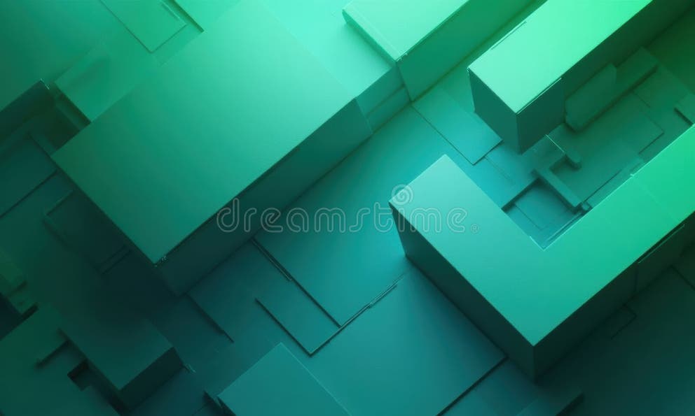 Green Background with a Lot of Squares and Rectangles Stock Image ...