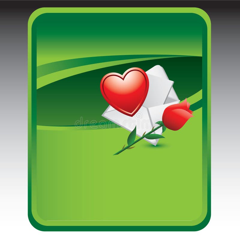 Green Background with Love Note and Rose Stock Vector - Illustration of ...