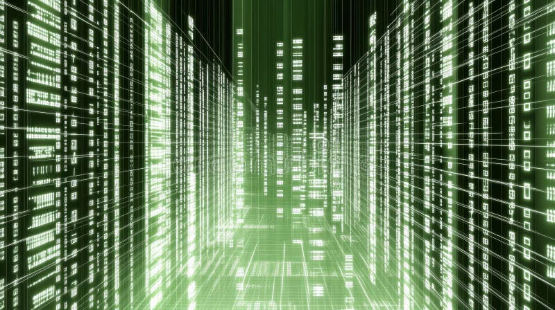 A Green Background with Many Lines and Numbers Stock Illustration - Illustration of digital ...