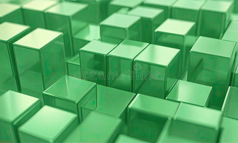 A Green Background with Many Small Cubes in it. Stock Illustration ...