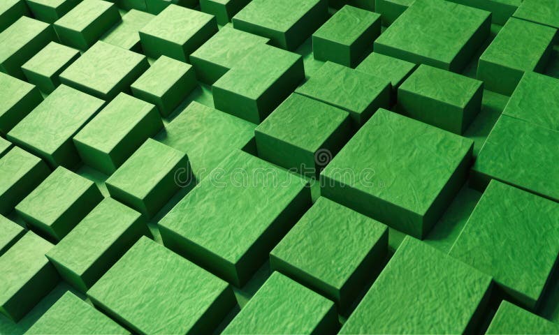 A Green Background with Many Small Green Cubes. Stock Illustration ...
