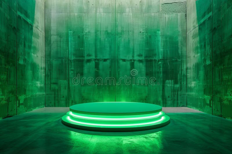 Green Background, Minimalist Creativity, Lighting, Circular Illuminated ...