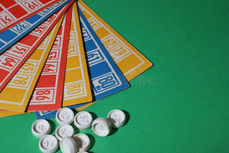 On a Green Background, Multi-colored Cards from the Lotto Game with ...