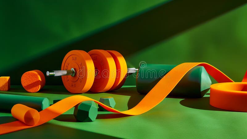 A Green Background with Orange and Yellow Objects Stock Photo - Image ...