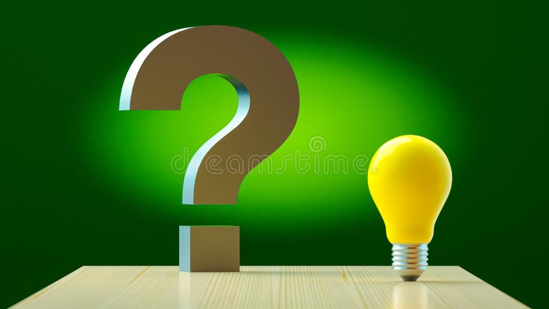 Green Background , Question Mark and Light Bulb Stock Illustration ...