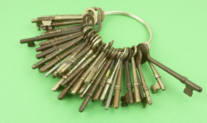 Green Background with Ring of Keys Stock Image - Image of rusted, green ...