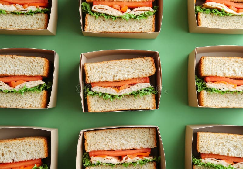 Green Background Showcasing Sandwich Boxes with Patterns, Emphasizing a ...