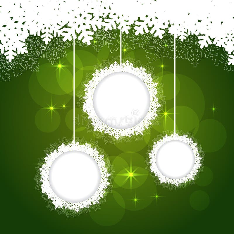 Green Background with Snowflakes Stock Illustration - Illustration of ...