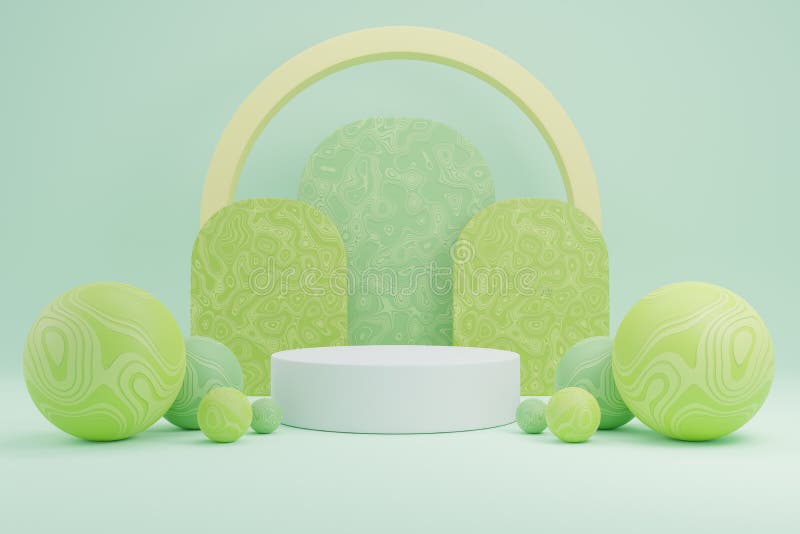 Green Background and Stage for Placing Products for Advertisement or ...