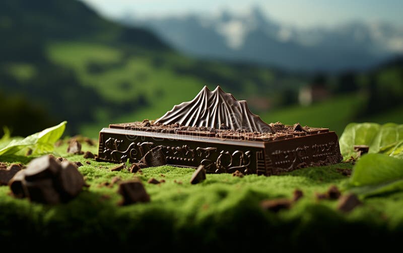 Green Background Swiss Chocolate -Generative Ai Stock Illustration ...