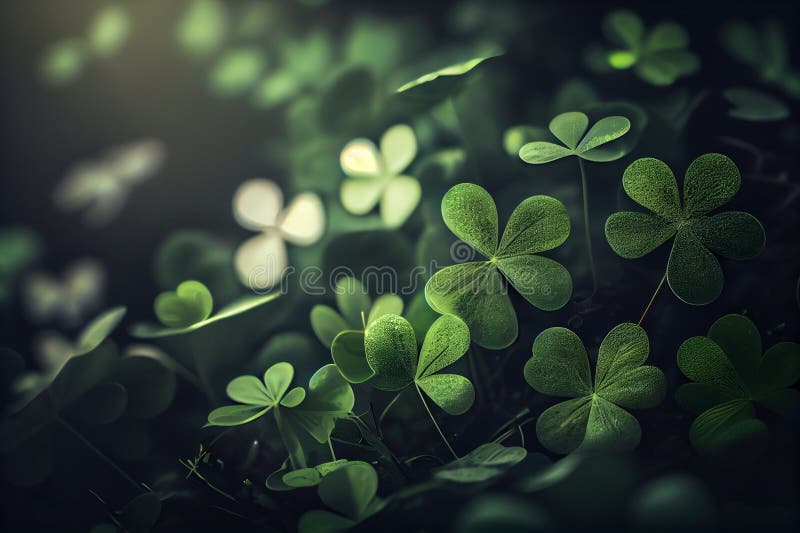 Green Background with Three-leaved Shamrocks,generative Ai Stock ...