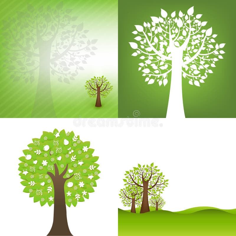 Green Background with Tree stock vector. Illustration of single - 195693356