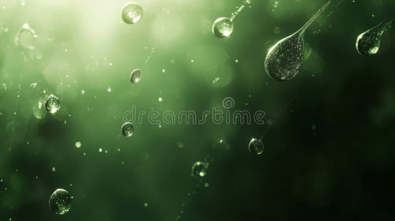 Green Background with Water Droplets Falling Down Stock Illustration ...