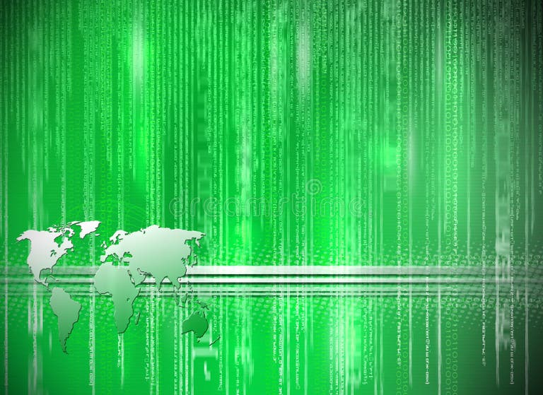 Green Background with World Map Matrix Style Stock Illustration ...
