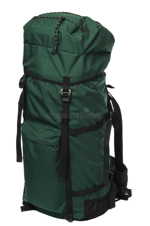 Green backpack isolated stock photo. Image of stuff, adventure - 19513024