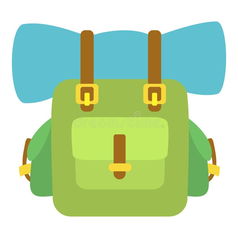 Green Backpack Icon, Cartoon Style Stock Illustration - Illustration of ...