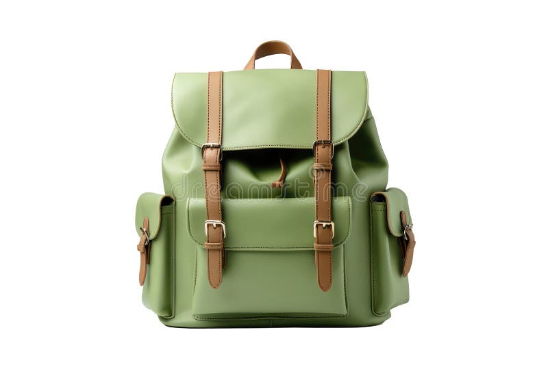 Green Backpack on White Background Stock Illustration - Illustration of ...