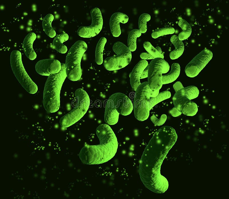 Green Bacteria on Black Background Stock Illustration - Illustration of ...